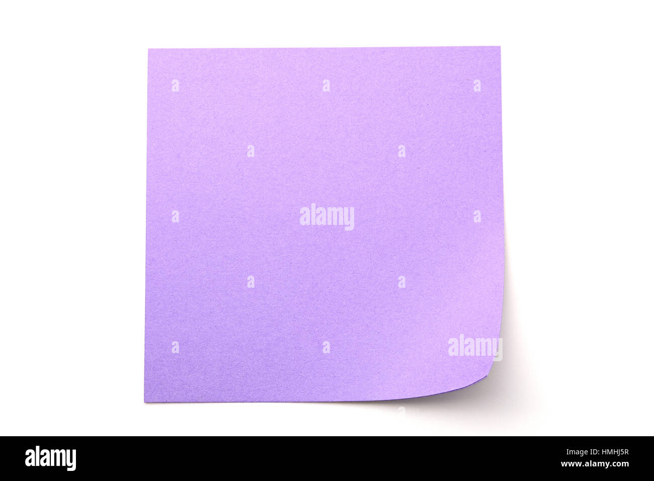 Purple paper stick note on a white background Stock Photo - Alamy