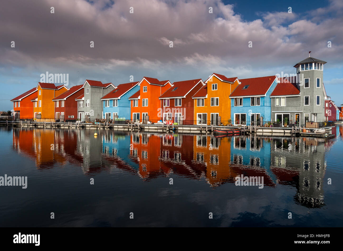colorful houses in Holland at the water Stock Photo - Alamy