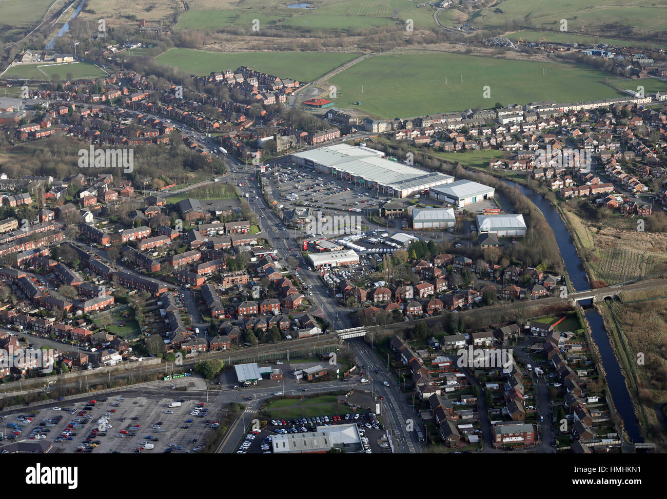 aerial view of Kingsway Retail Park, Rochdale, UK Stock Photo - Alamy