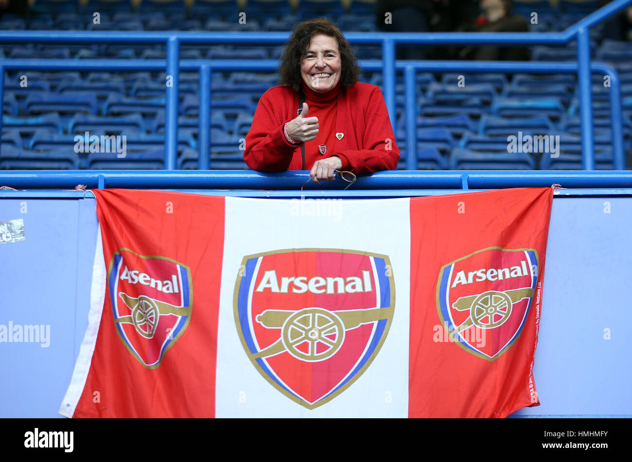 An Arsenal fan in the stands before the Premier League match at ...
