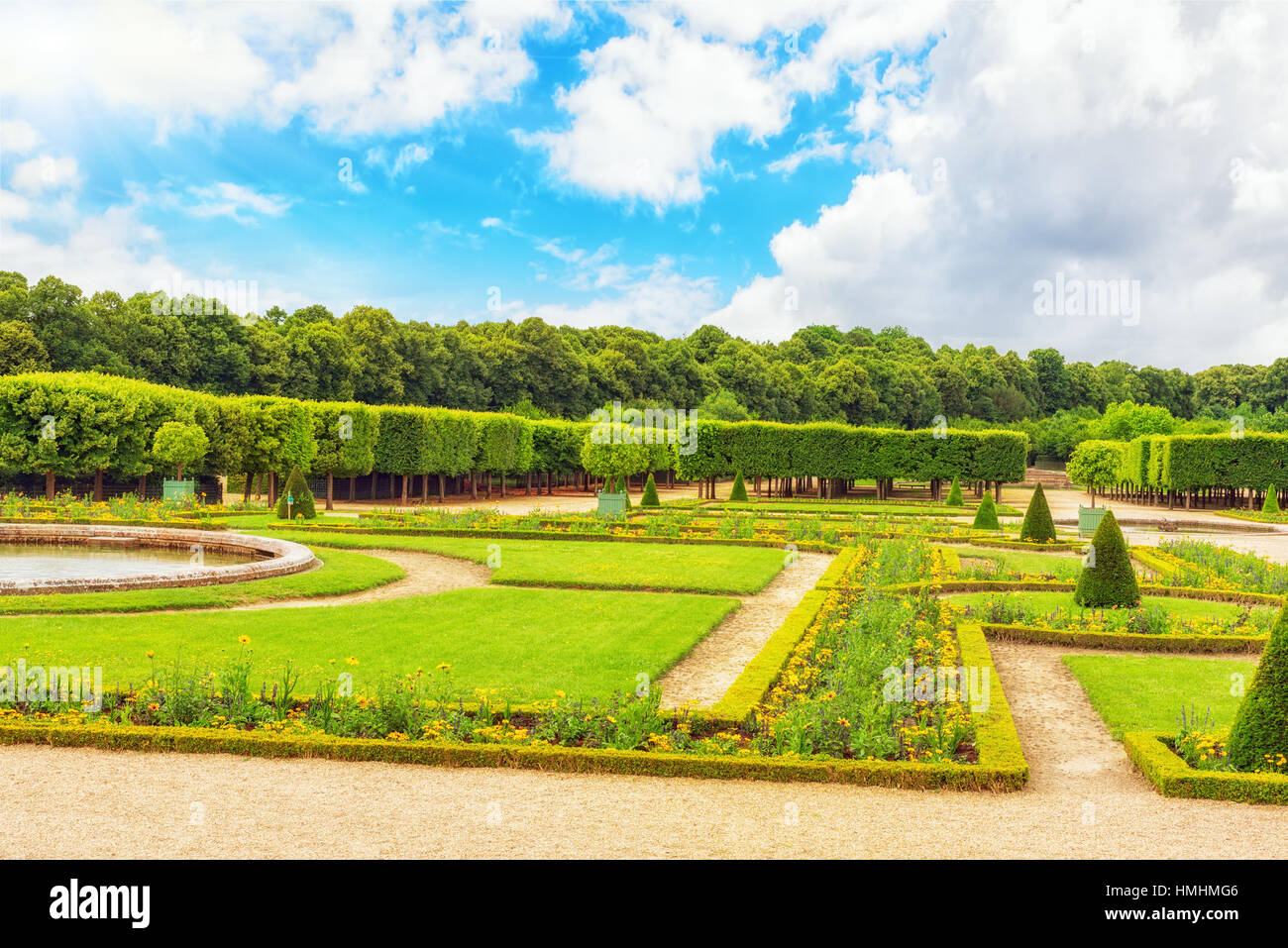 VERSAILEES, FRANCE- JULY 02, 2016 : Grand Trianon gardens is famous ...