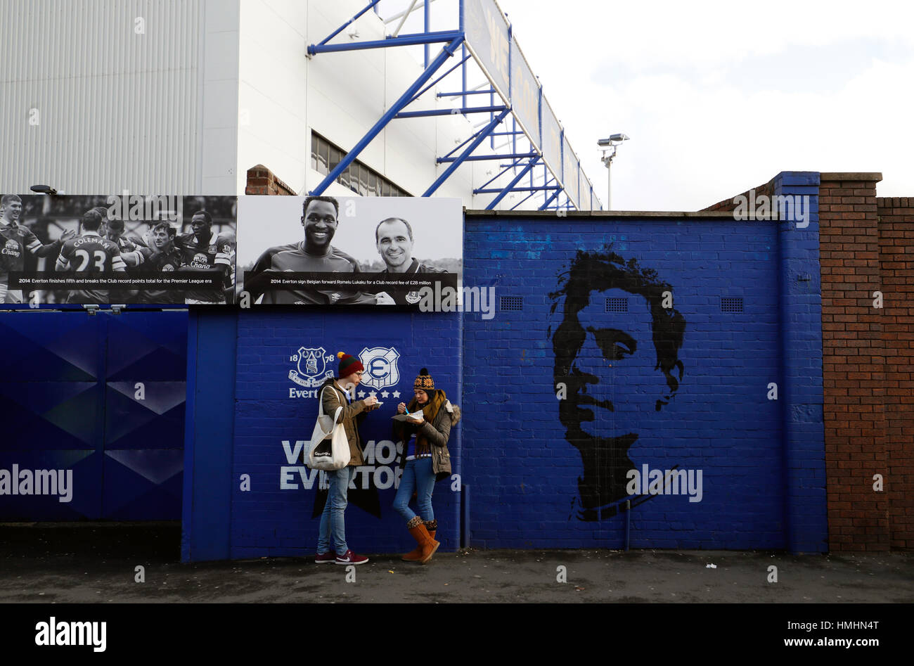 Everton fans outside Goodison Park before the Premier League match ...