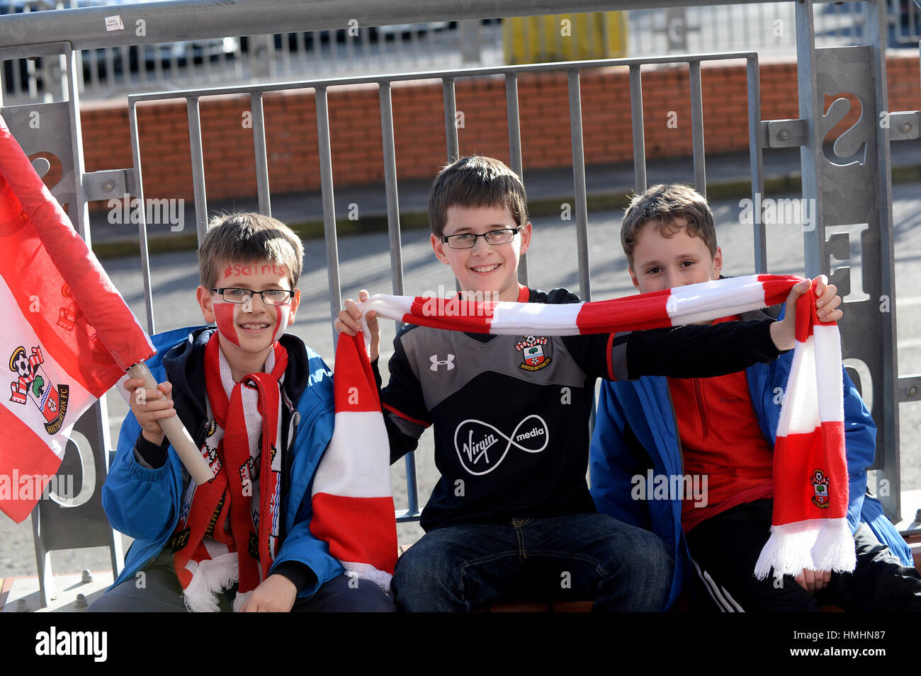 Southampton fans show their support before the Premier League match at ...