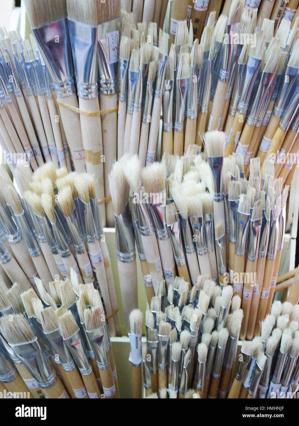 Paint brushes on market Stock Photo - Alamy
