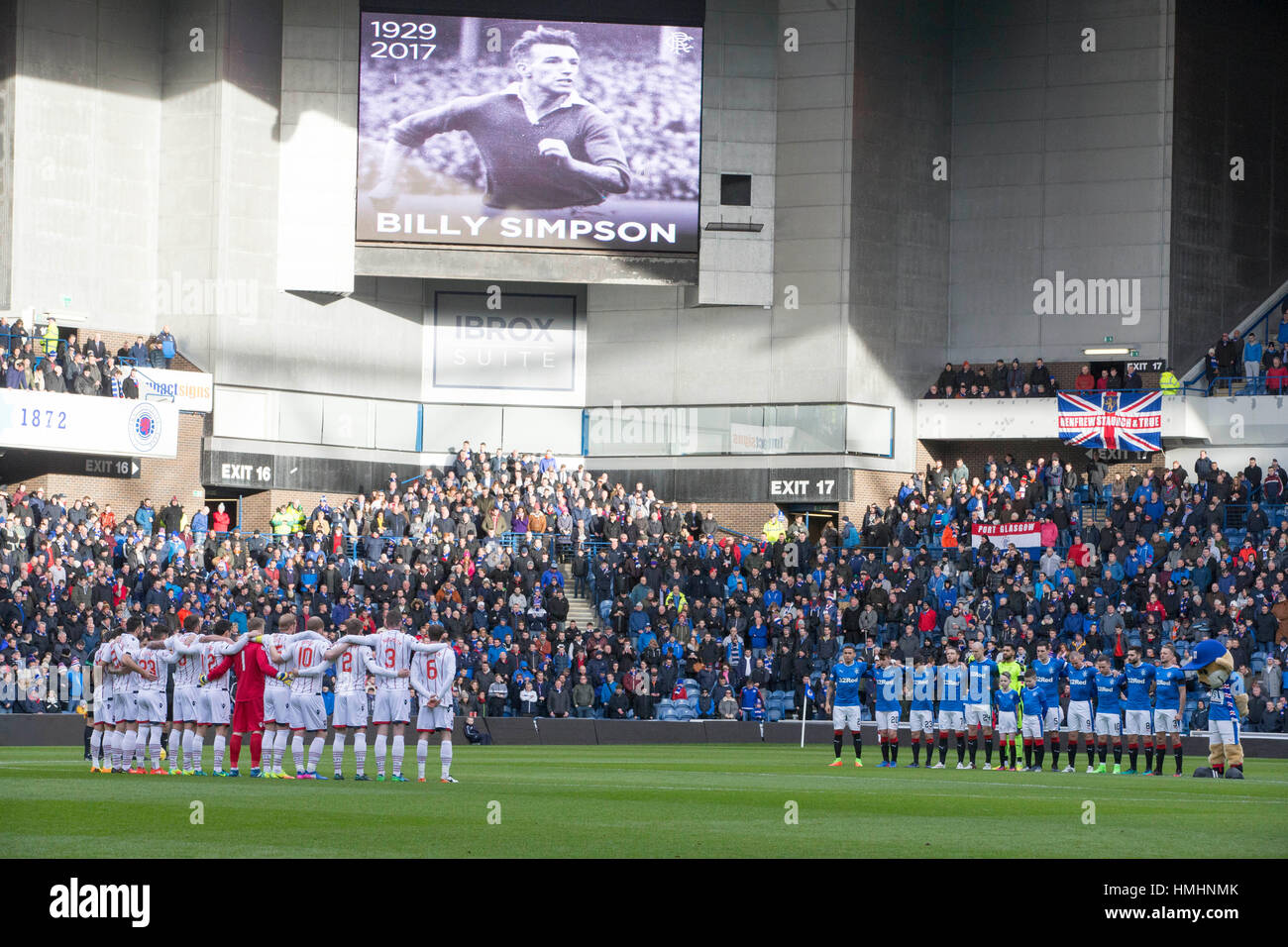 A minutes silence for Rangers former player Billy Simpson during the ...