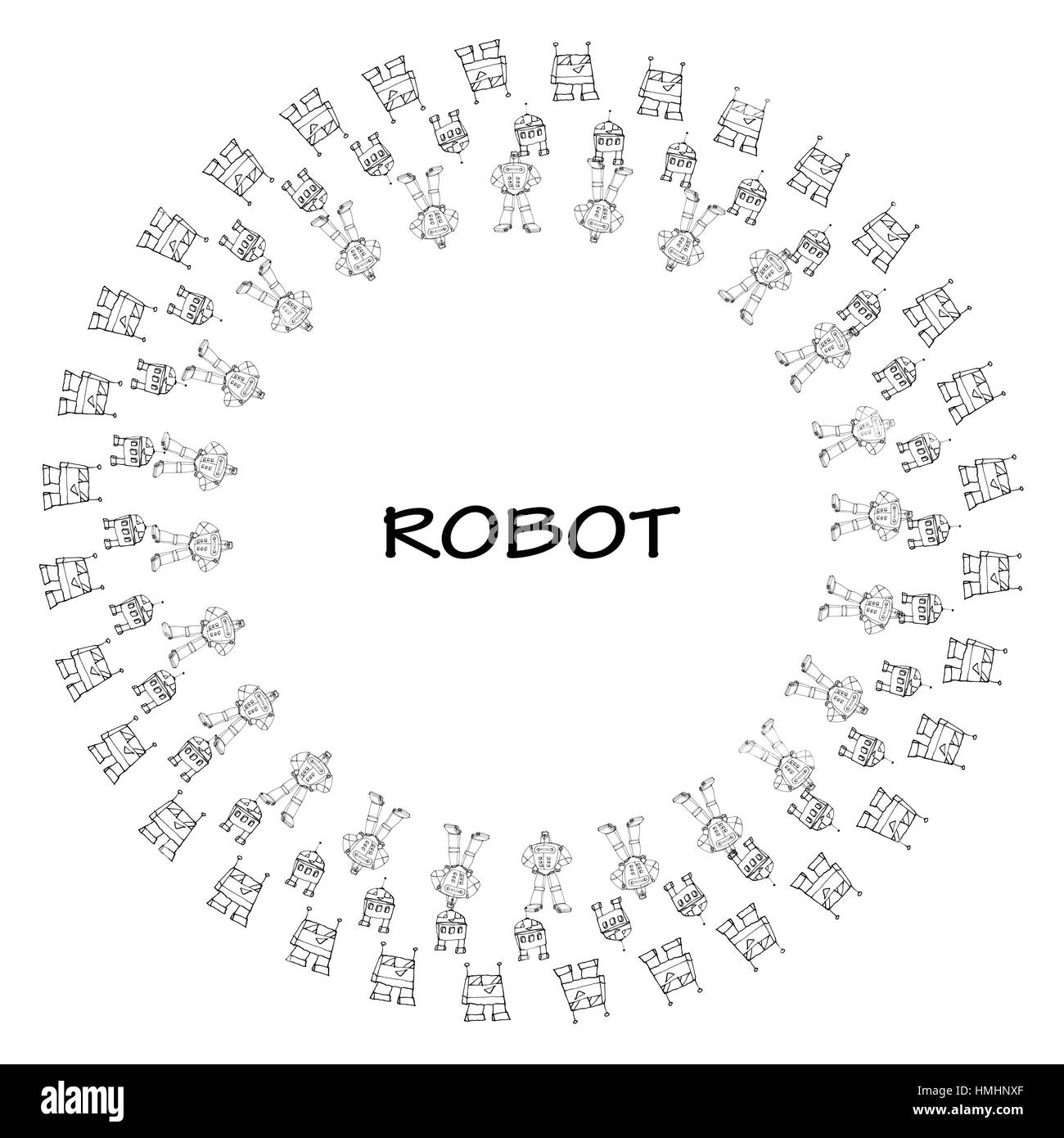 Robot doodle frame Stock Vector Image & Art - Alamy