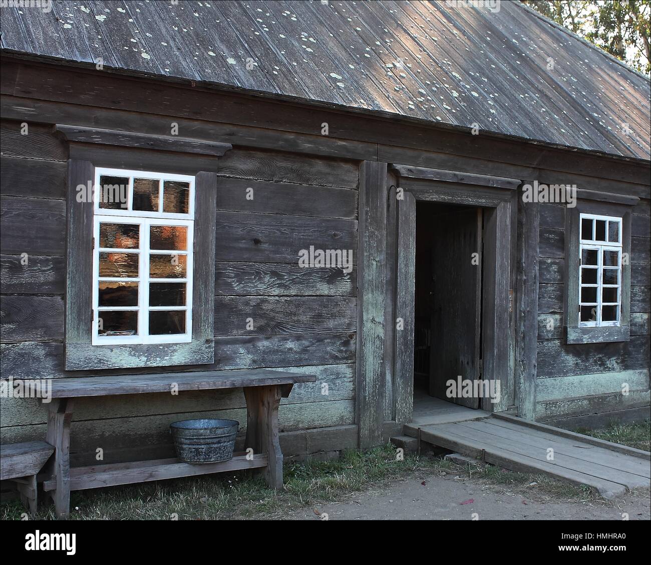 A door stands open in an old wood house in Fort Ross, California Stock ...