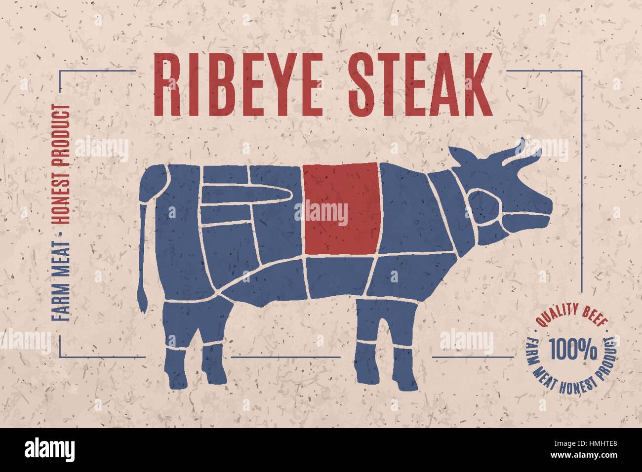 Label for meat with text Ribeye Steak Stock Vector Image & Art - Alamy