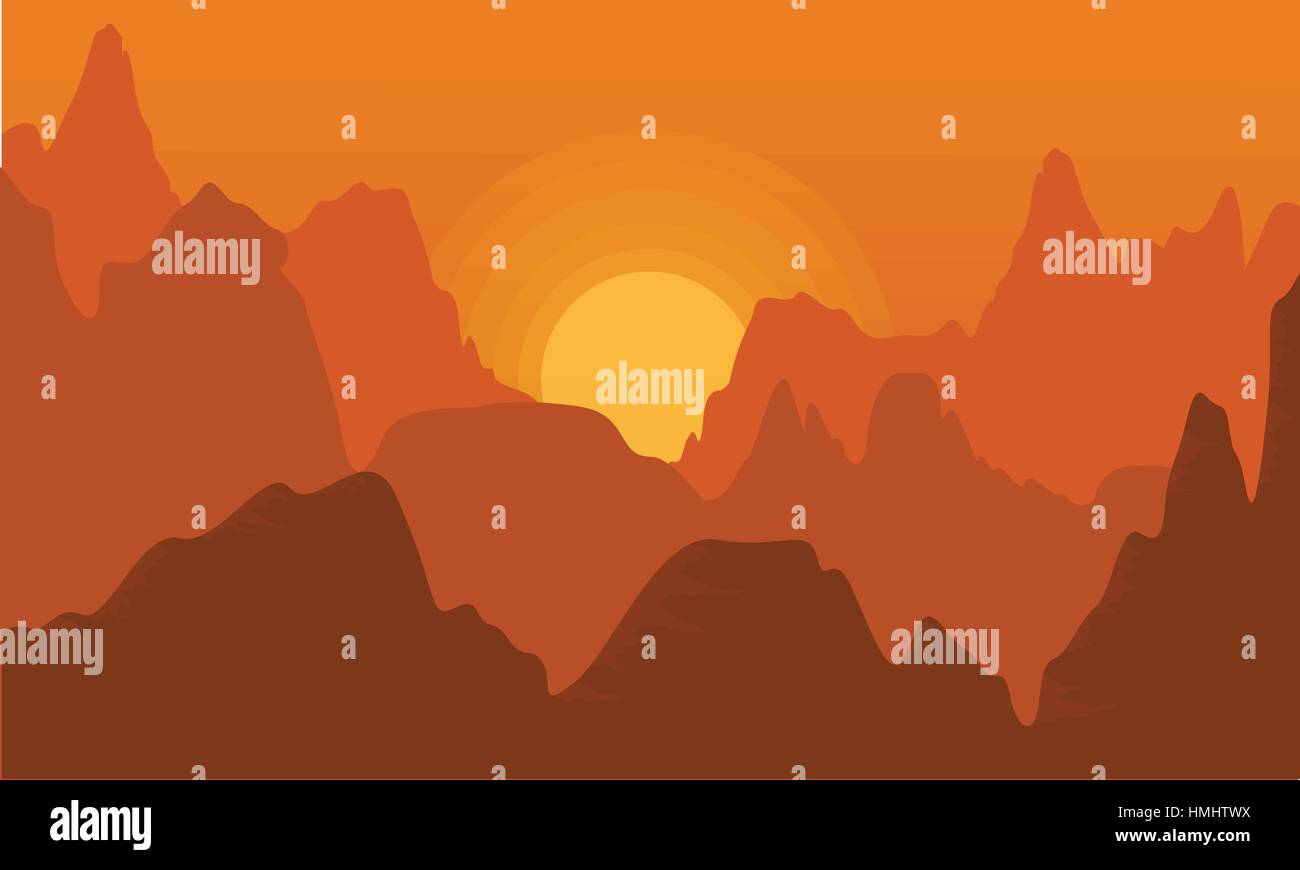 Cliff at sunset orange sky landscape Stock Vector Image & Art - Alamy