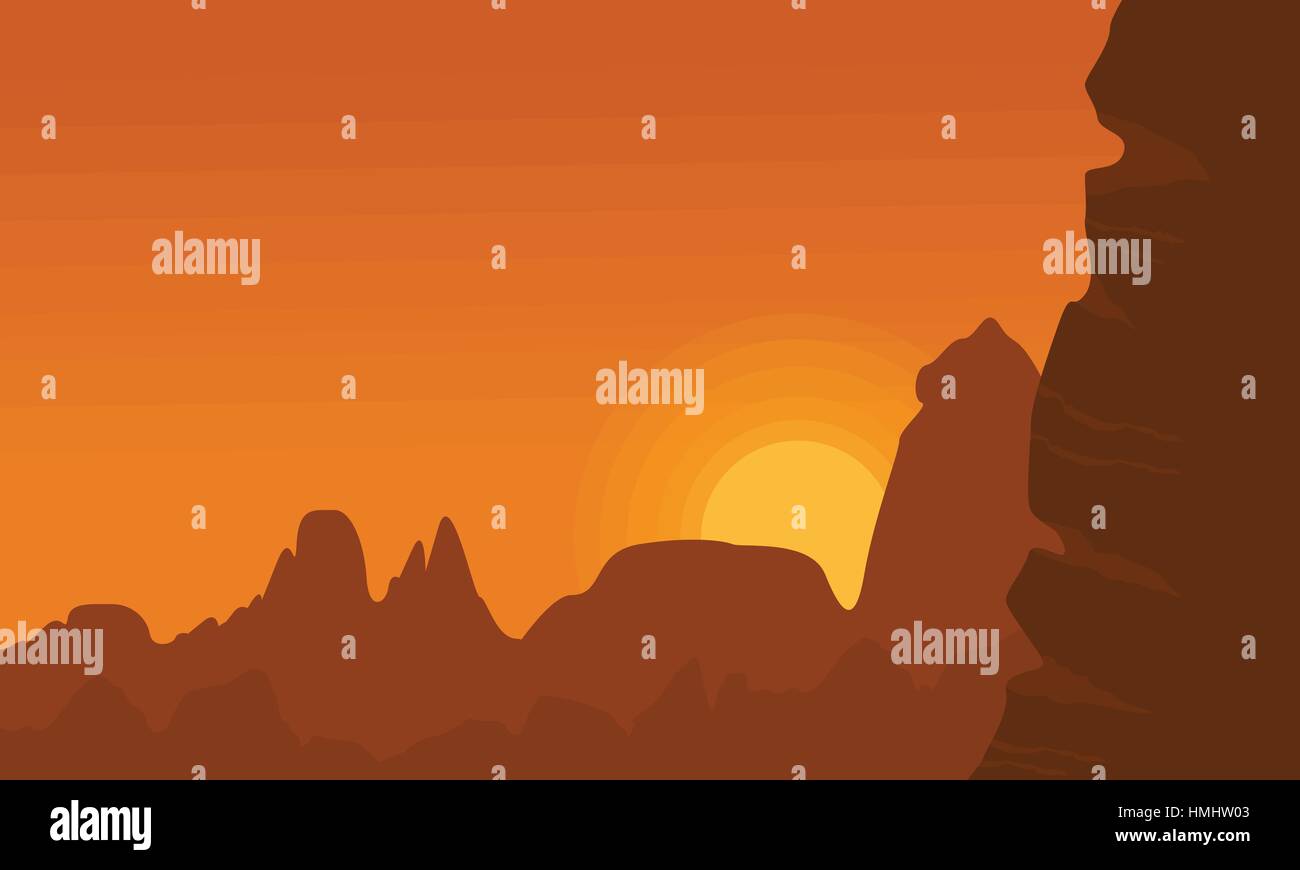 Illustration of cliff at sunset landscape Stock Vector Image & Art - Alamy