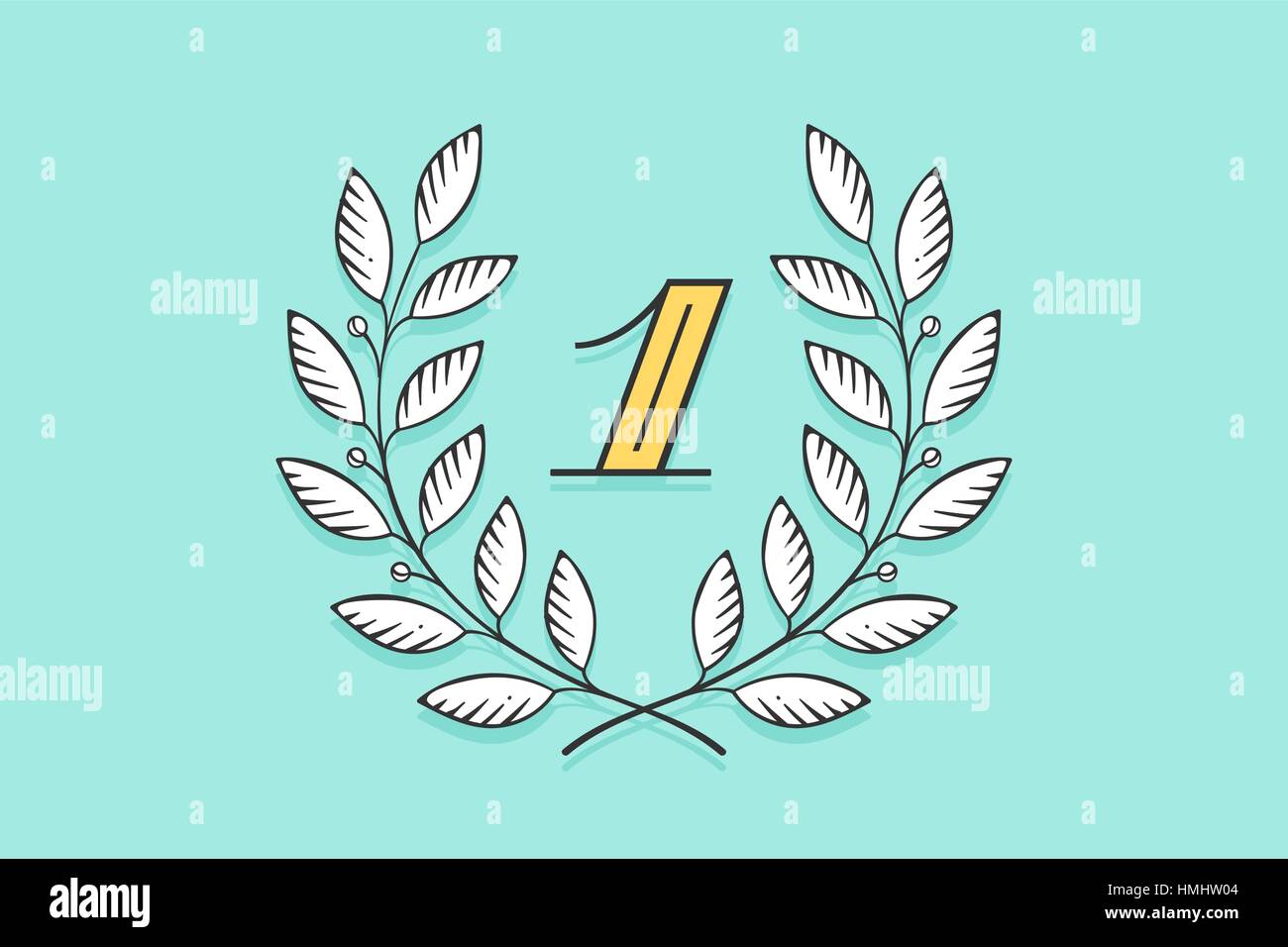 Laurel wreath icon with number One Stock Vector Image & Art - Alamy