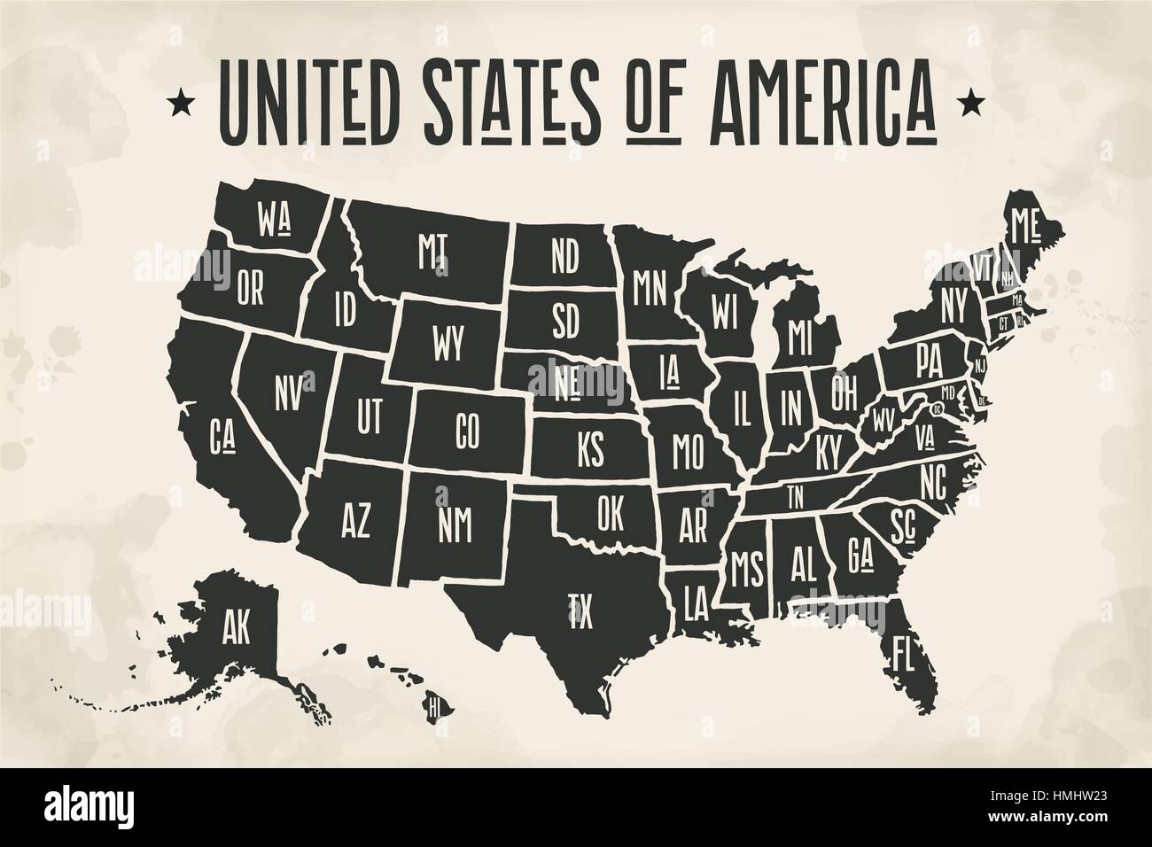 Usa map states names hi-res stock photography and images - Alamy
