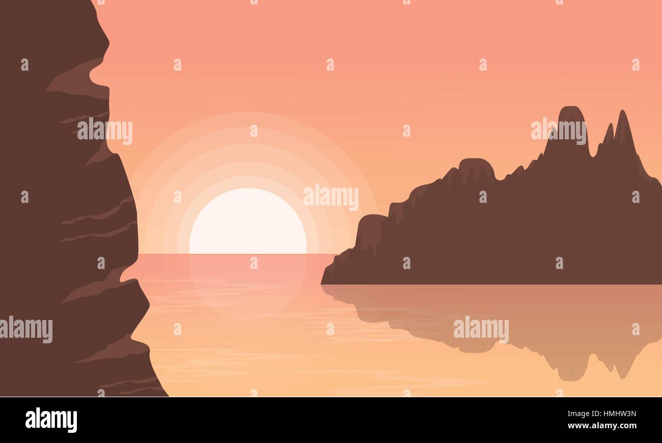 Big cliff on the sea landscape Stock Vector Image & Art - Alamy