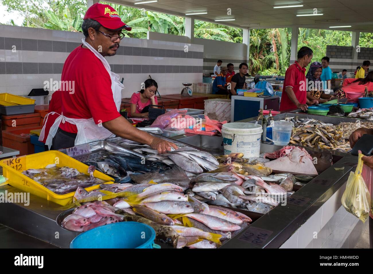 Lundu fish and vegetables market, Sarawak, Malaysia Stock Photo - Alamy