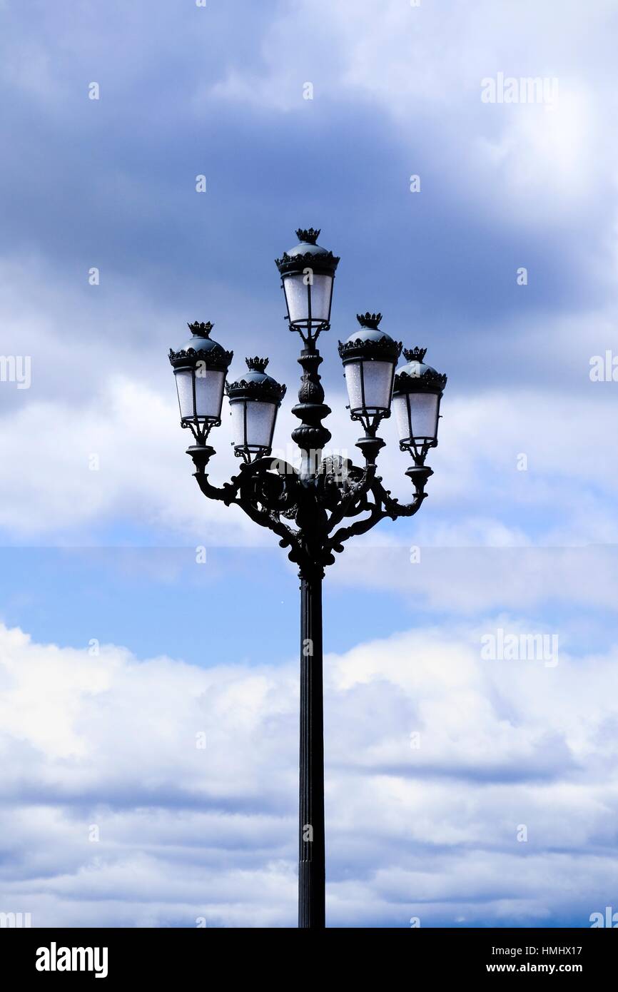 Classic lamp post in Madrid, Spain, Europe Stock Photo - Alamy