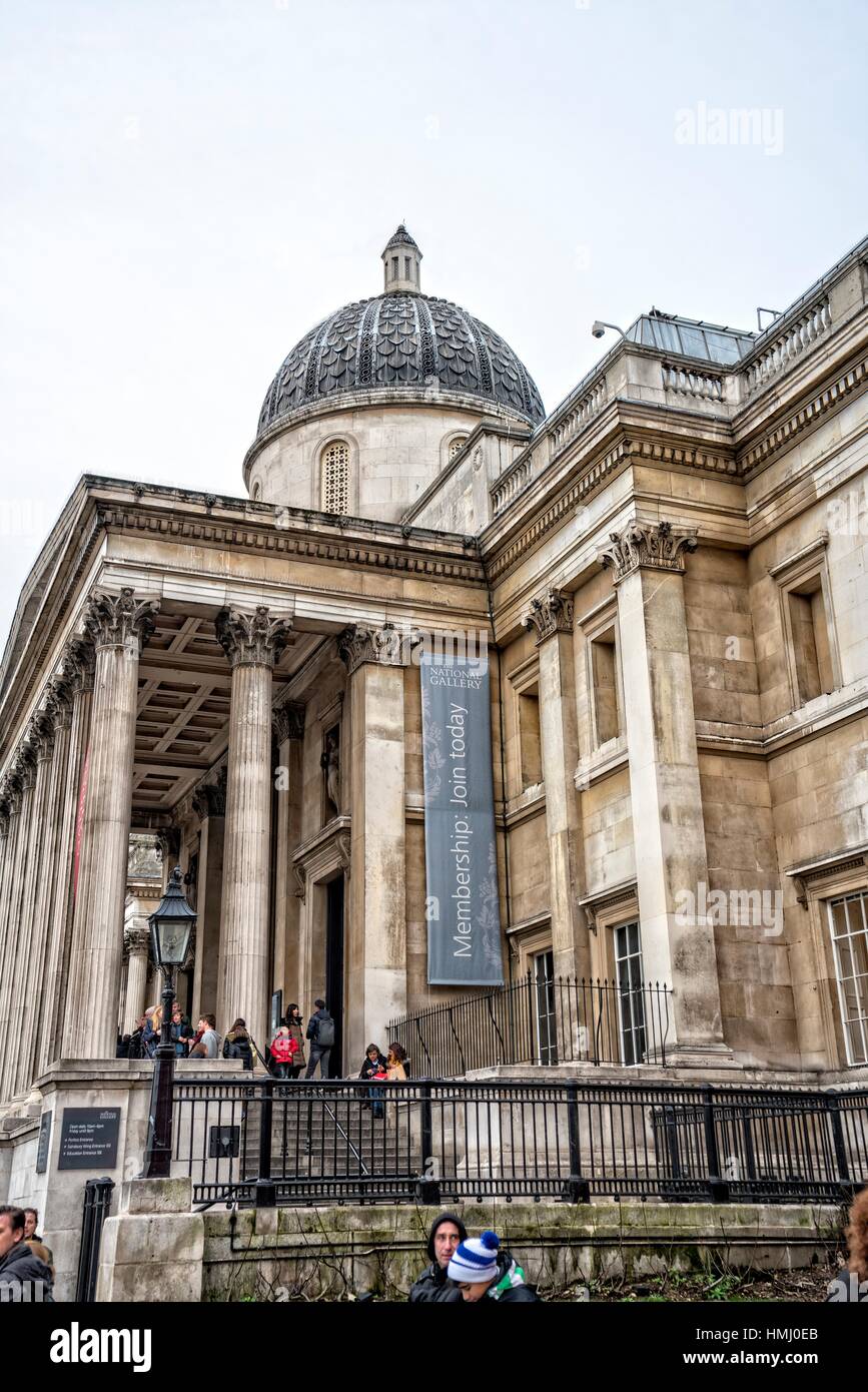 Side View of the Main Entrance to the National Gallery Museum, London ...