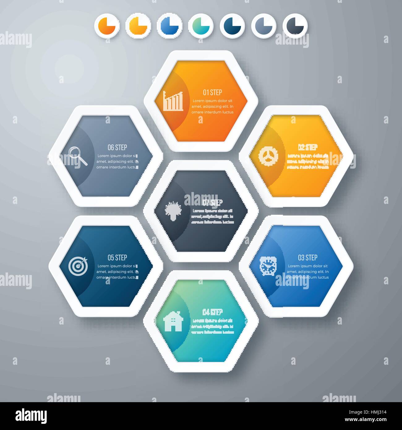 Vector illustration infographics seven hexagons. Stock vector Stock ...