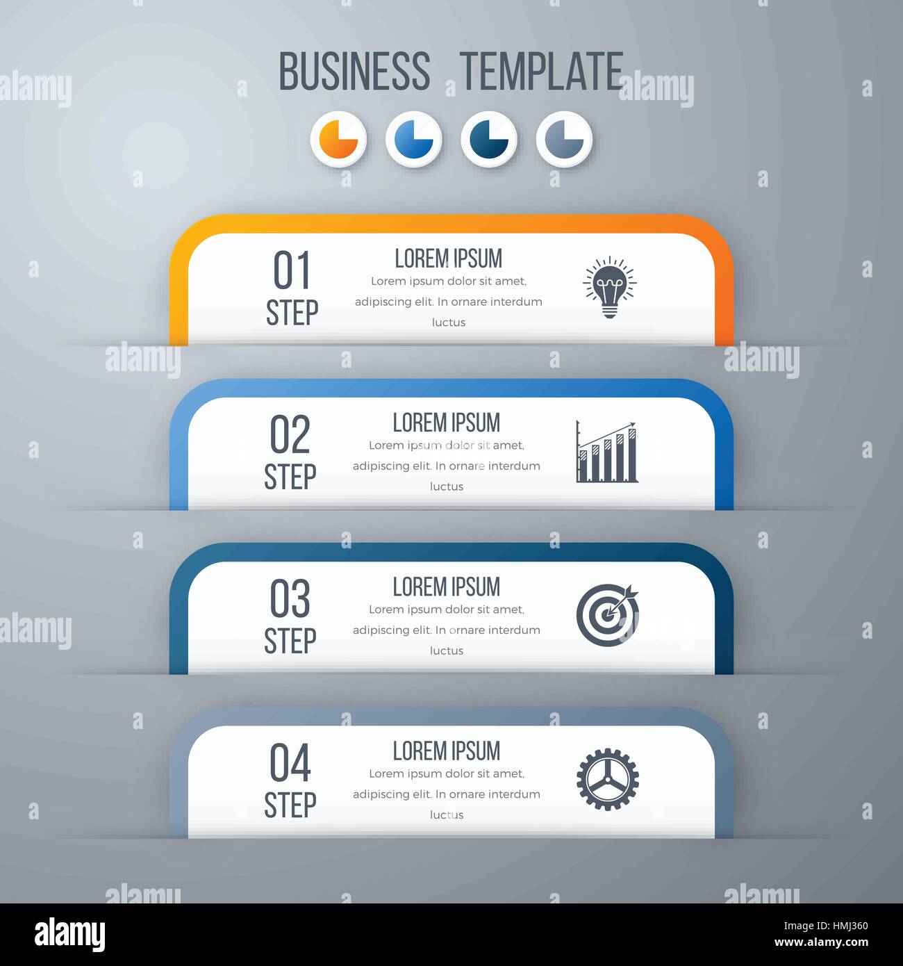 Modern infographics options template with paper sheets, icons for 4 ...