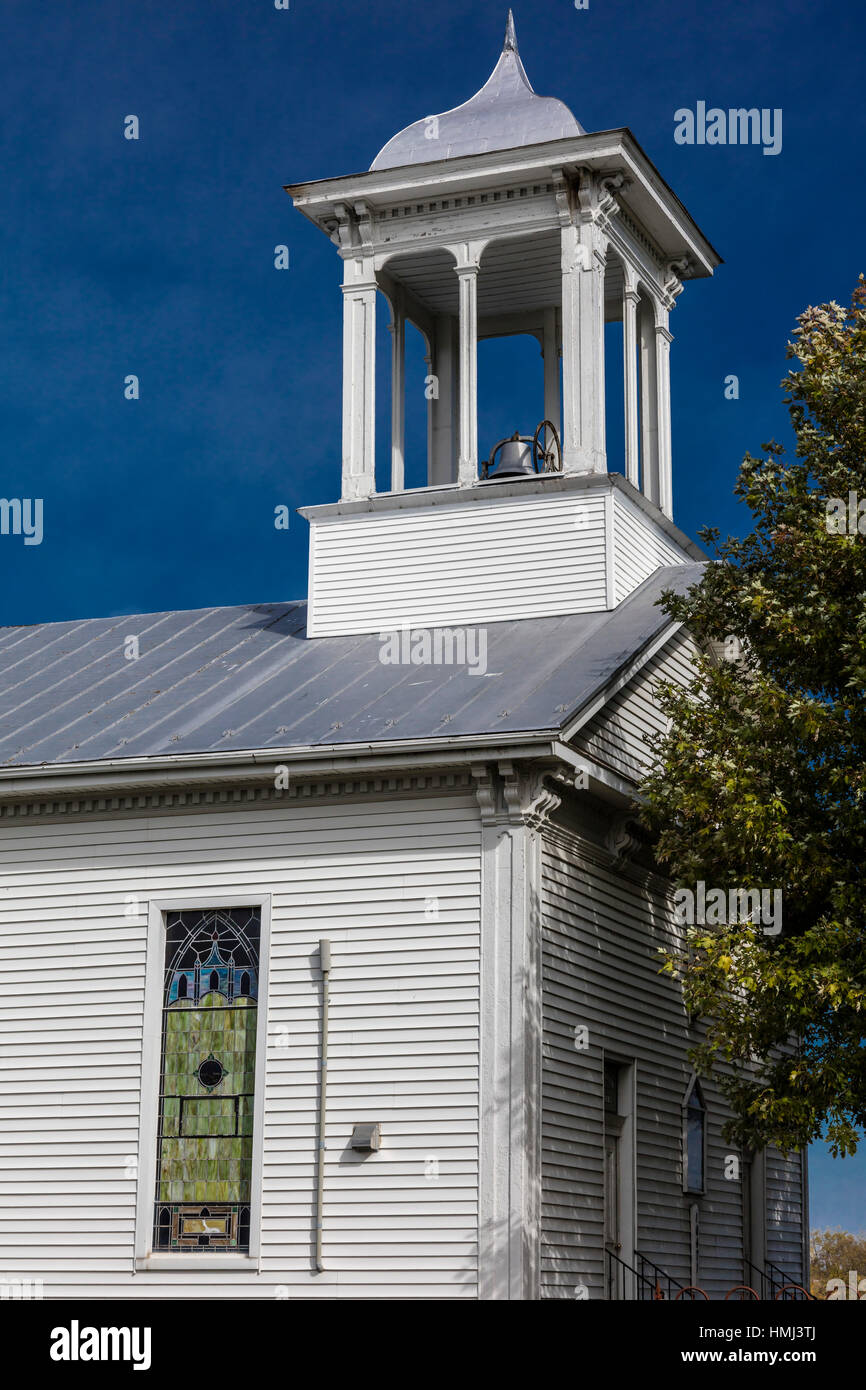 Rural Virginia church belltower with stain glass window Stock Photo - Alamy