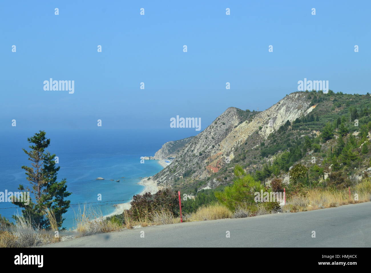 Panoramic view at crystal clear Ionian sea on Lefkada island Stock ...