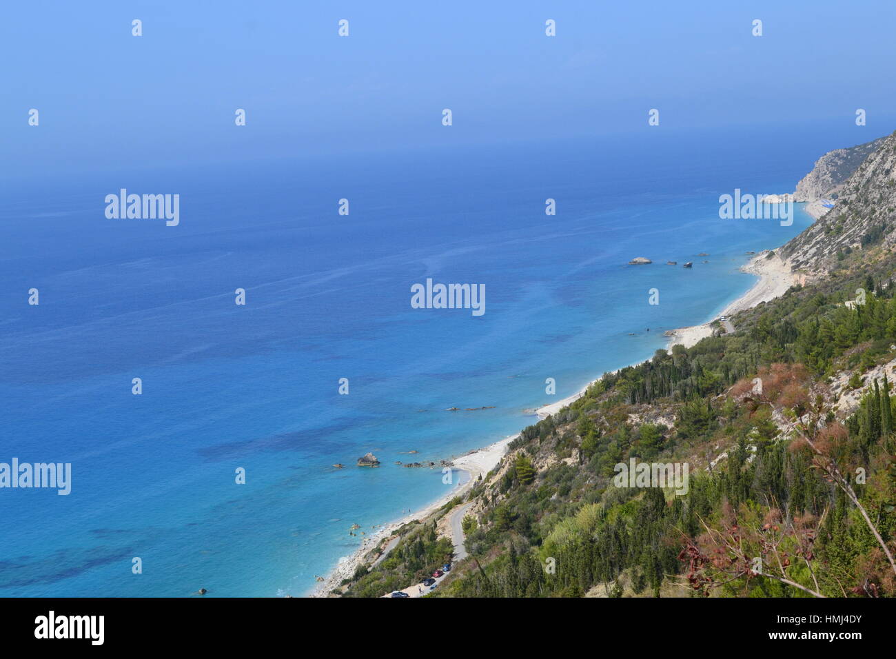 Panoramic view at crystal clear Ionian sea on Lefkada island Stock ...