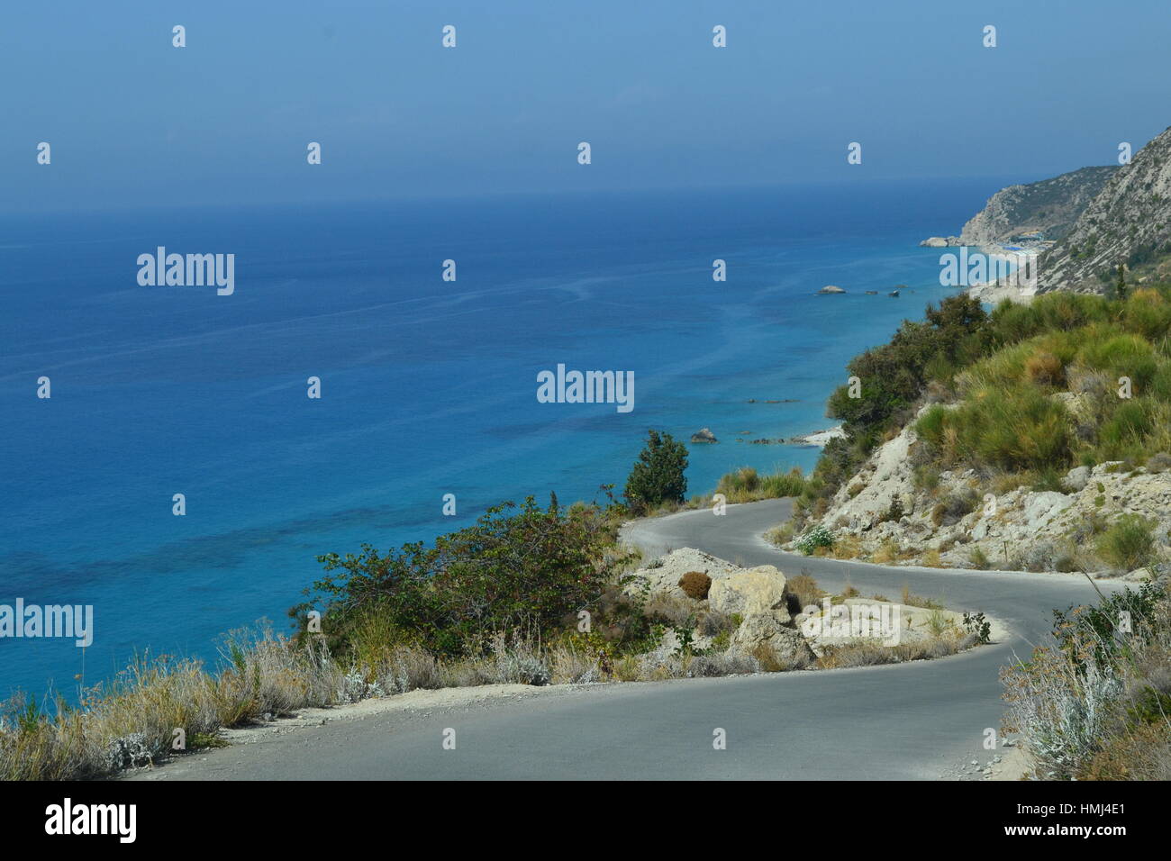 Panoramic view at crystal clear Ionian sea on Lefkada island Stock ...