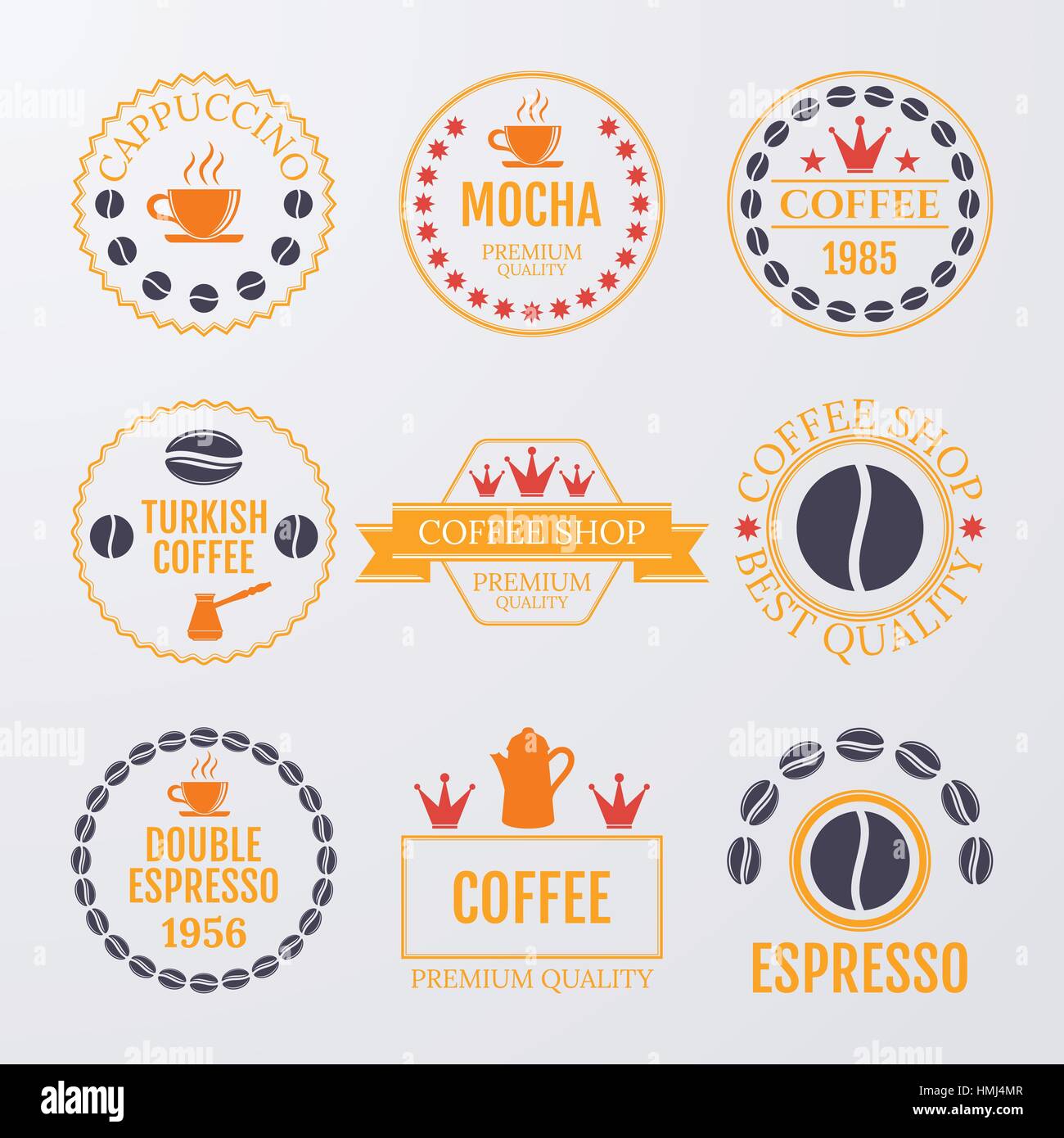 Vector illustration set of logos on coffee theme Stock Vector Image ...