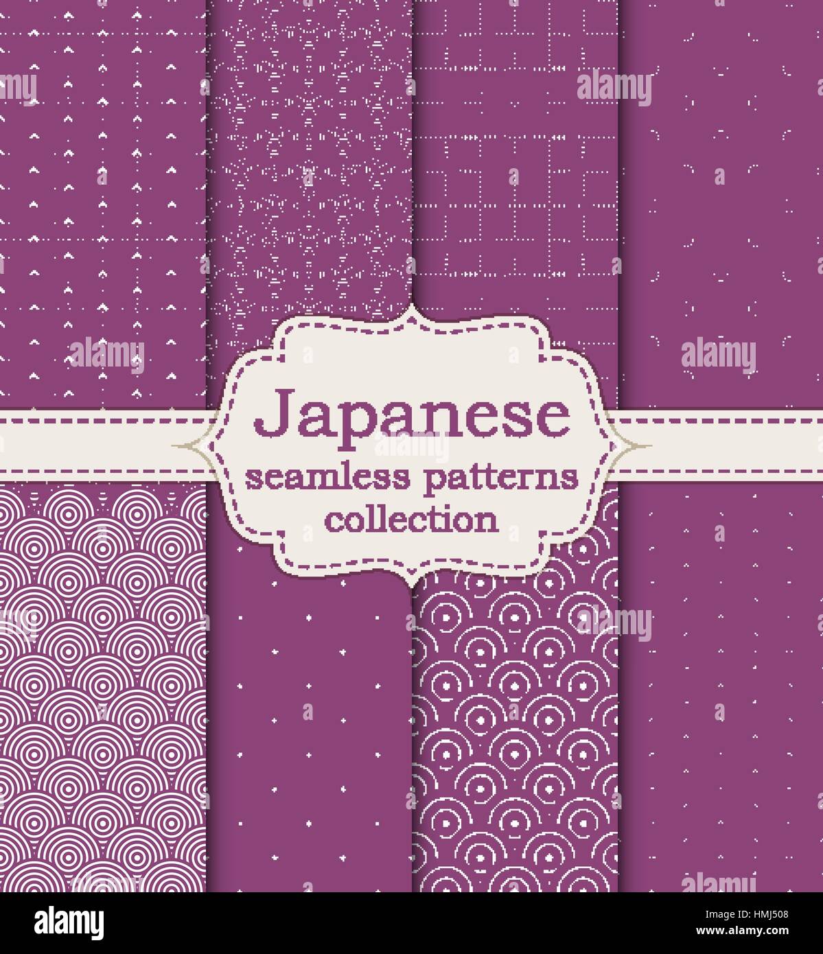 Vector illustration set of seamless patterns Japanese Stock Vector ...