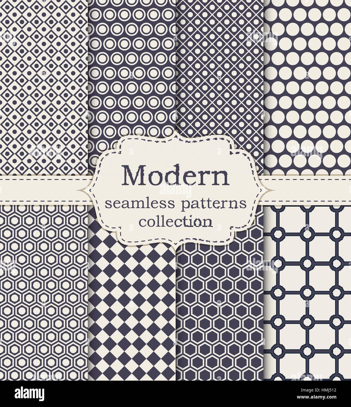 Vector illustration set of seamless modern patterns. Stock vector Stock ...