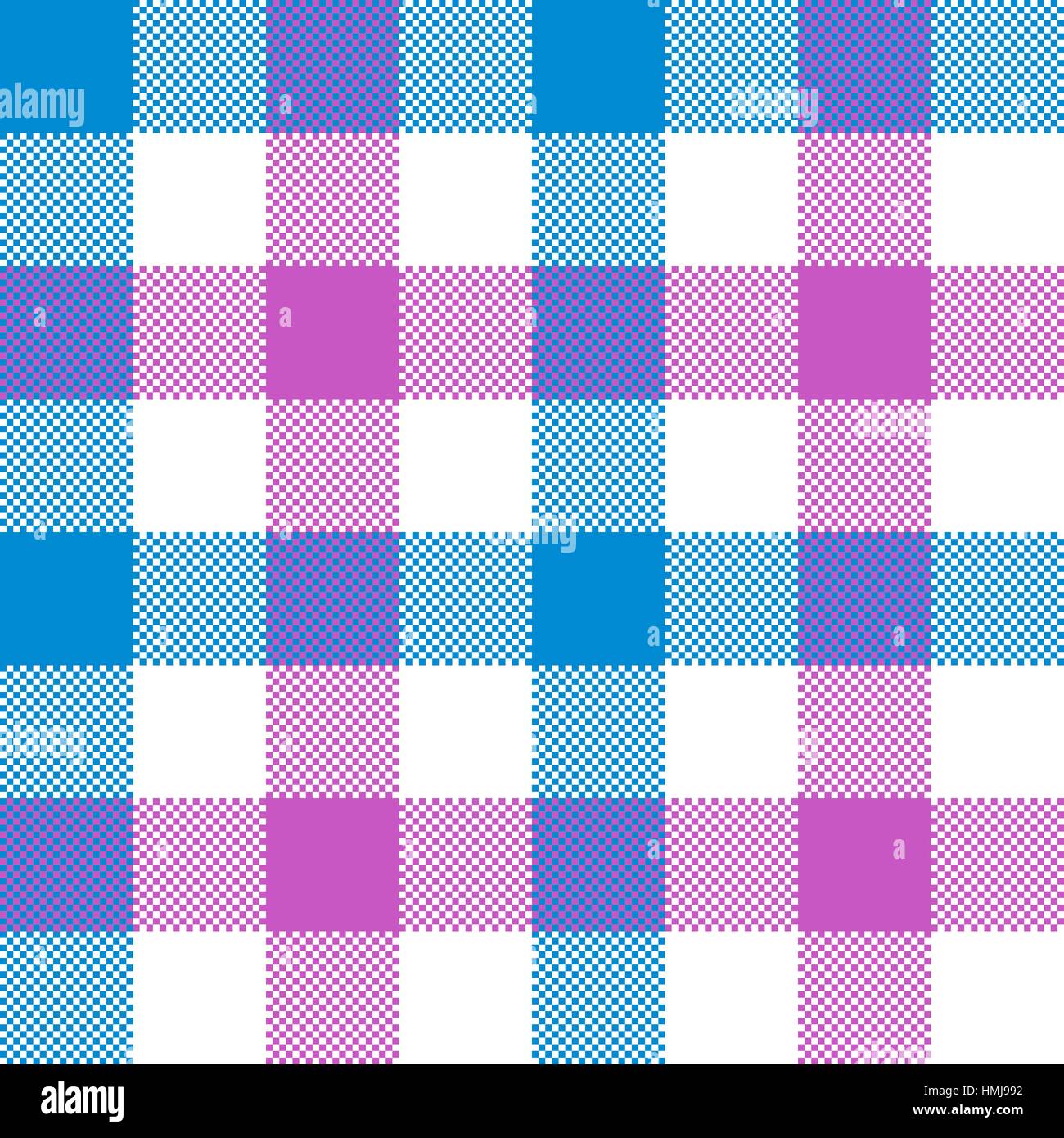 Pink blue check plaid seamless pattern. Vector illustration. EPS 10 ...