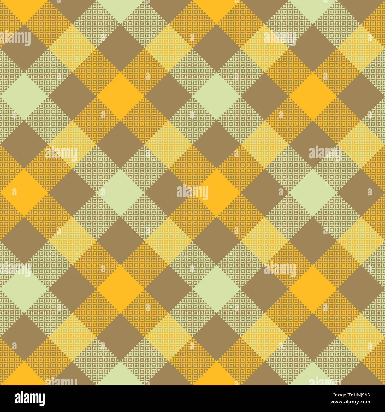 Yellow beige diagonal checkered plaid seamless pattern. Vector ...