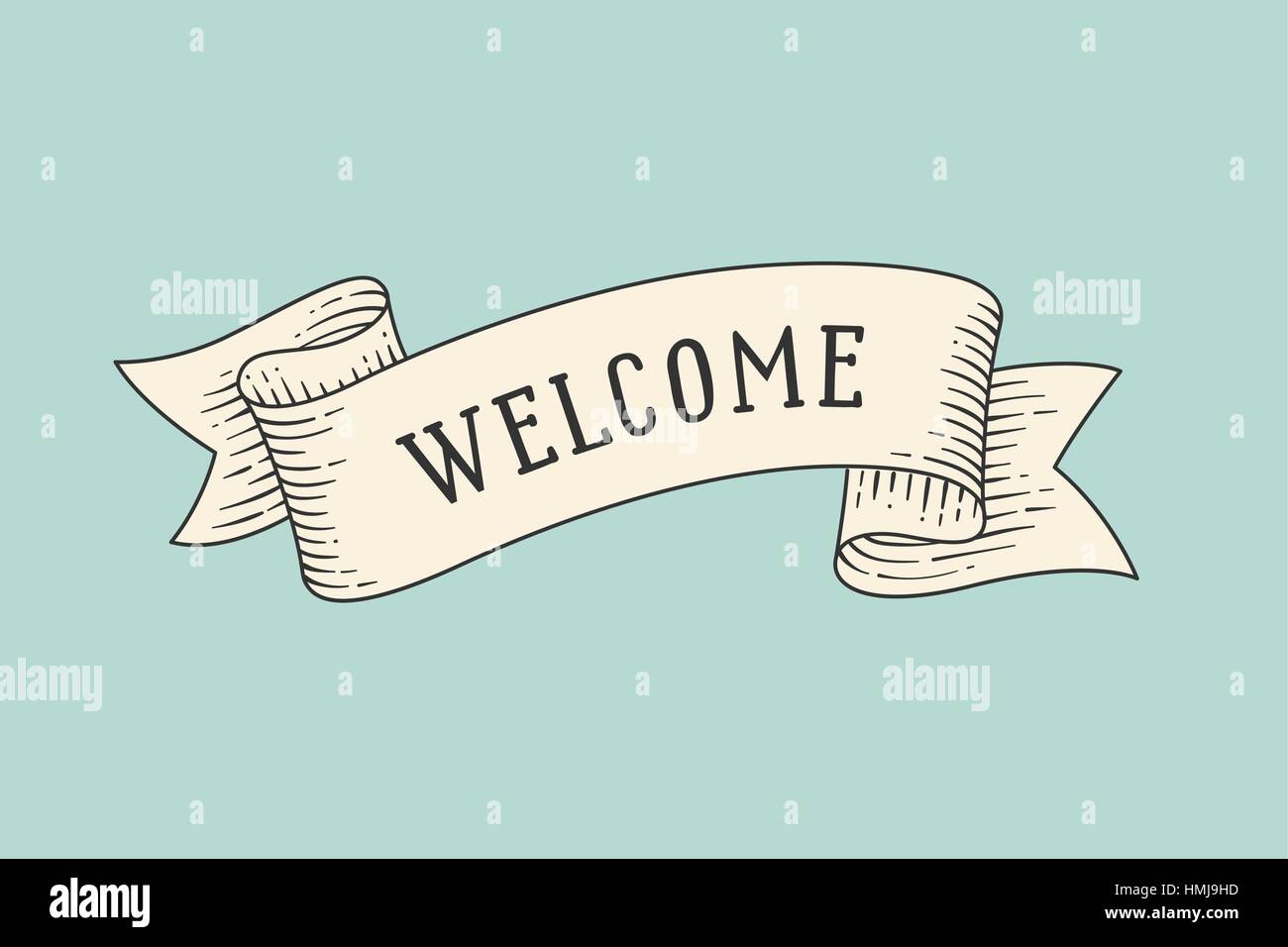 Greeting card with ribbon and word Welcome Stock Vector Image & Art - Alamy