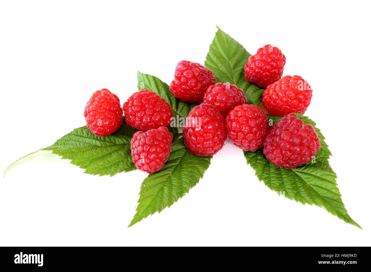 red raspberry fruits isolated on a white background Stock Photo - Alamy