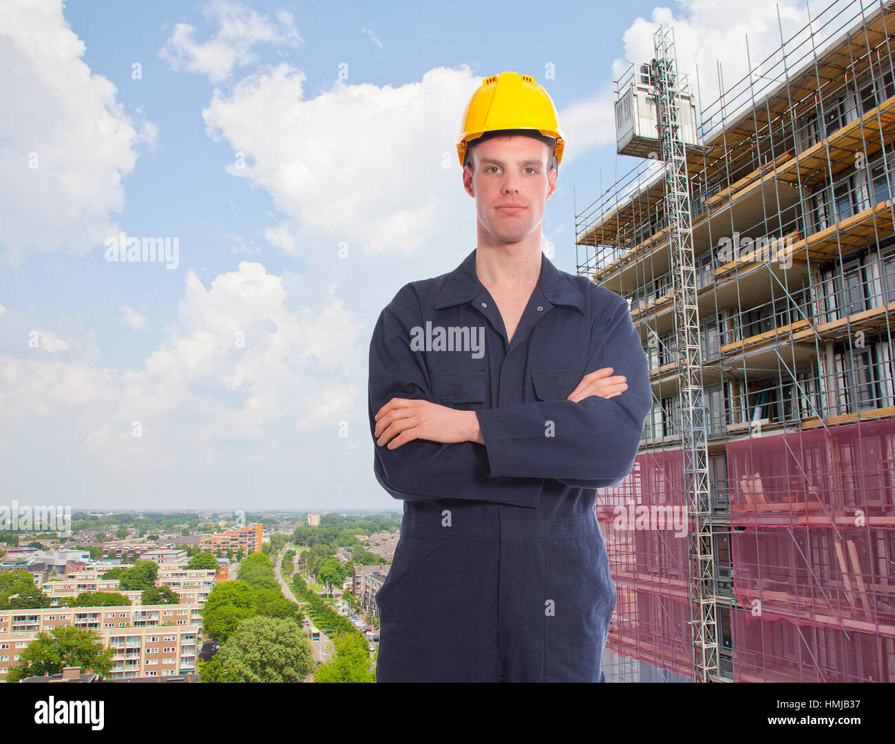 Construction worker over city hi-res stock photography and images - Alamy