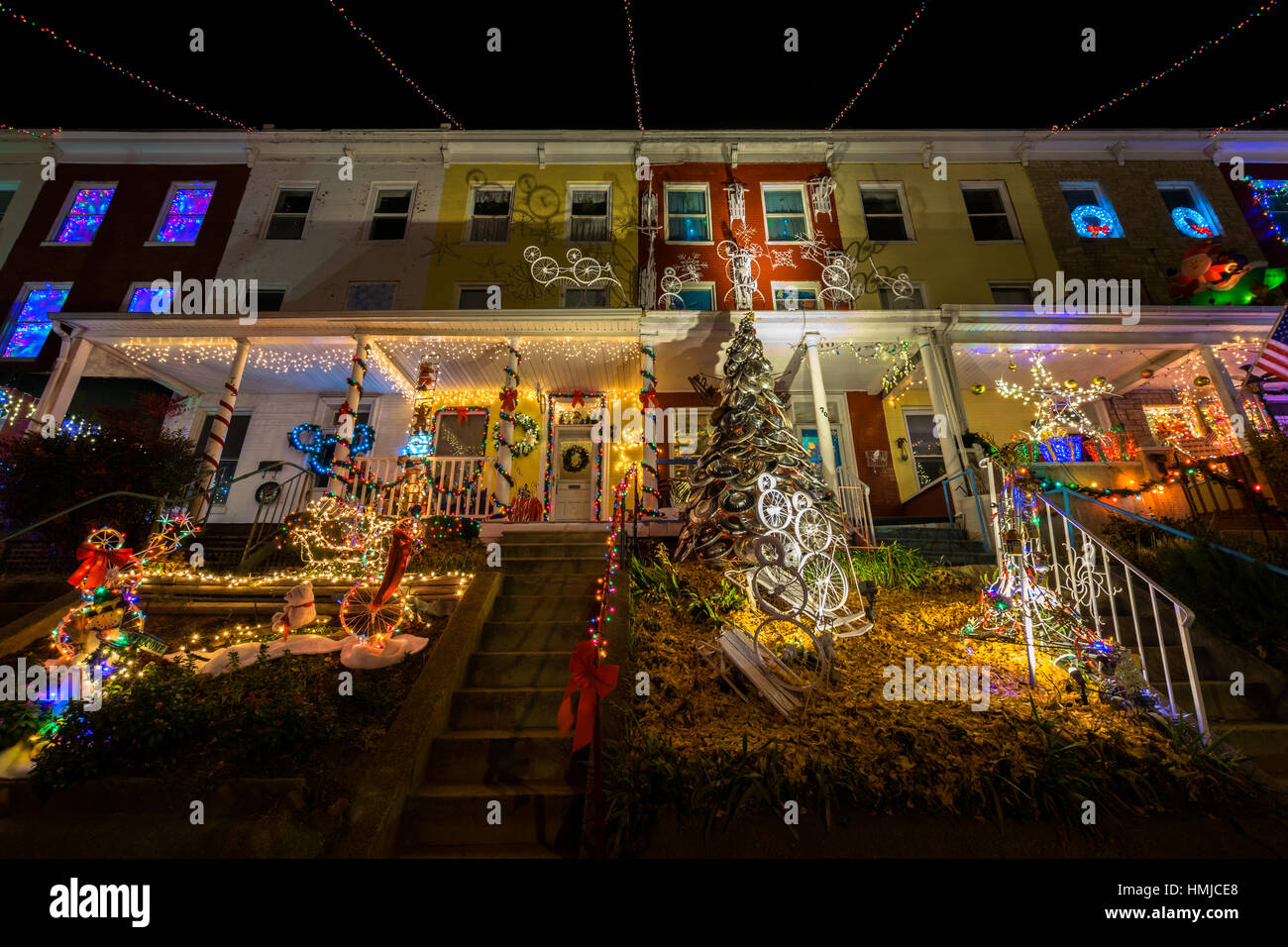 Holiday/ Christmas Lights on Building in Hampden, Baltimore Maryland at ...
