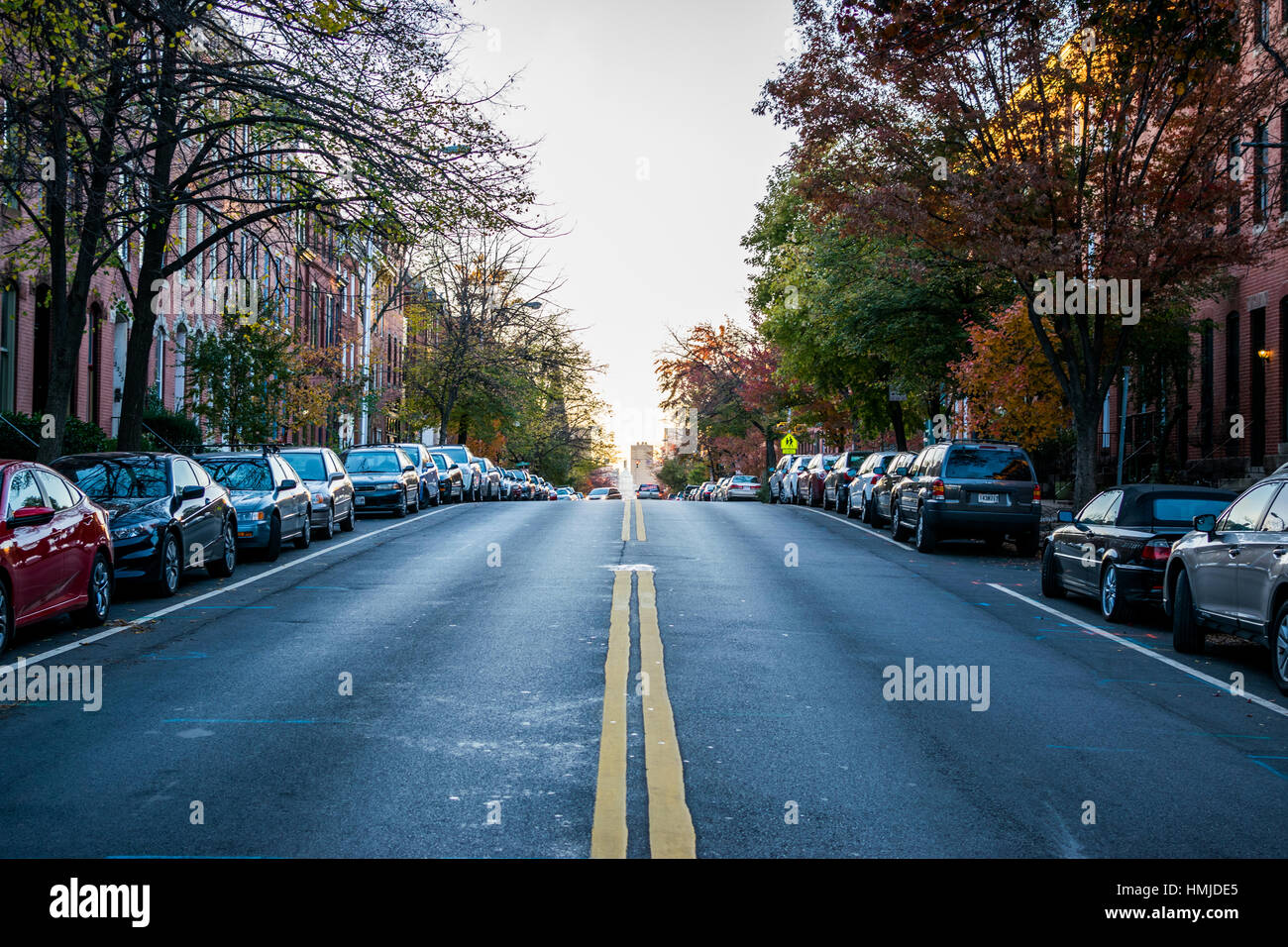 Patterson Park Avenue During Autumn in Baltimore, Maryland Stock Photo ...