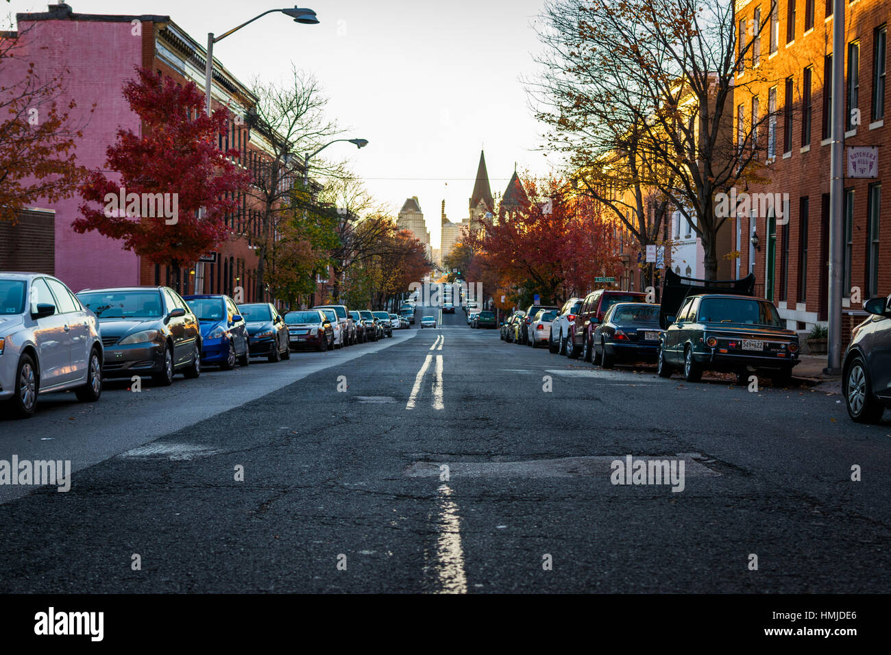 Patterson Park Avenue During Autumn in Baltimore, Maryland Stock Photo ...