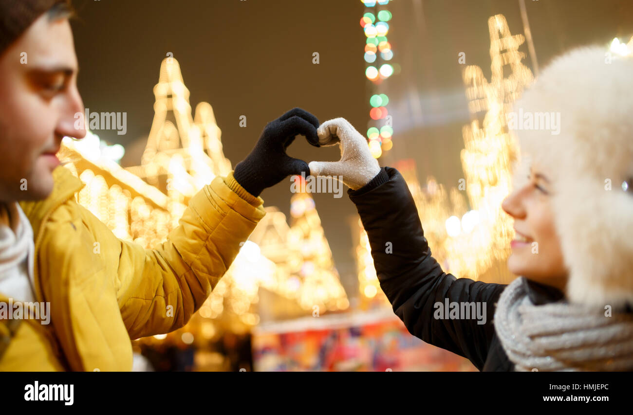 Night photo of loving couple Stock Photo - Alamy