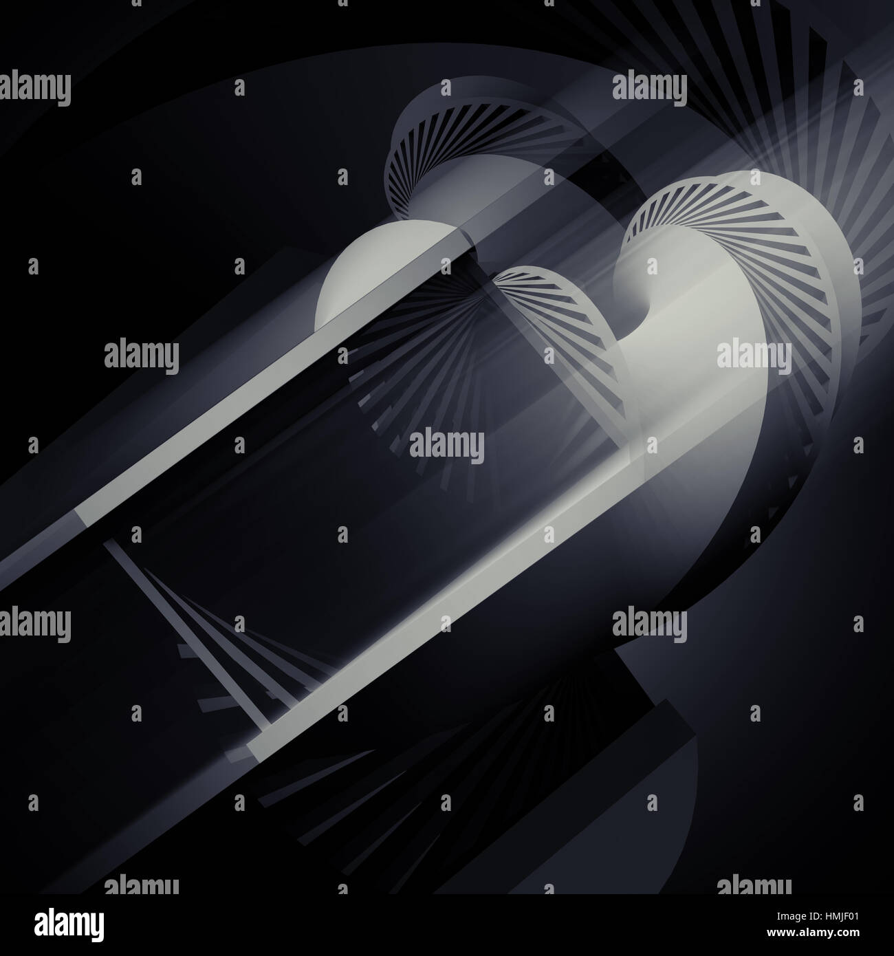 Abstract helix object on black background, 3d render illustration Stock ...