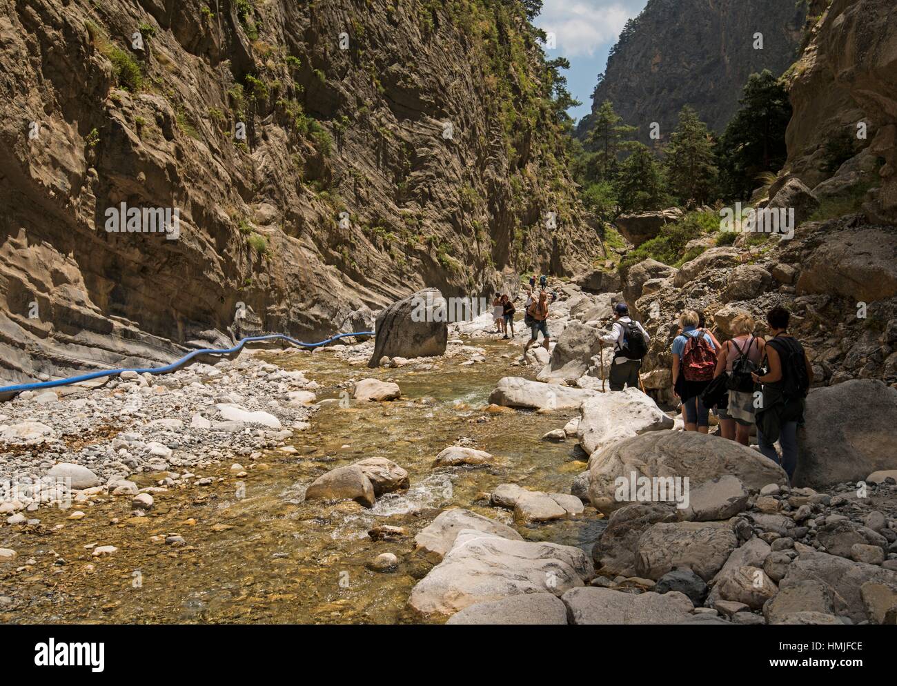 Hikers walk the samaria gorge in crete hi-res stock photography and ...