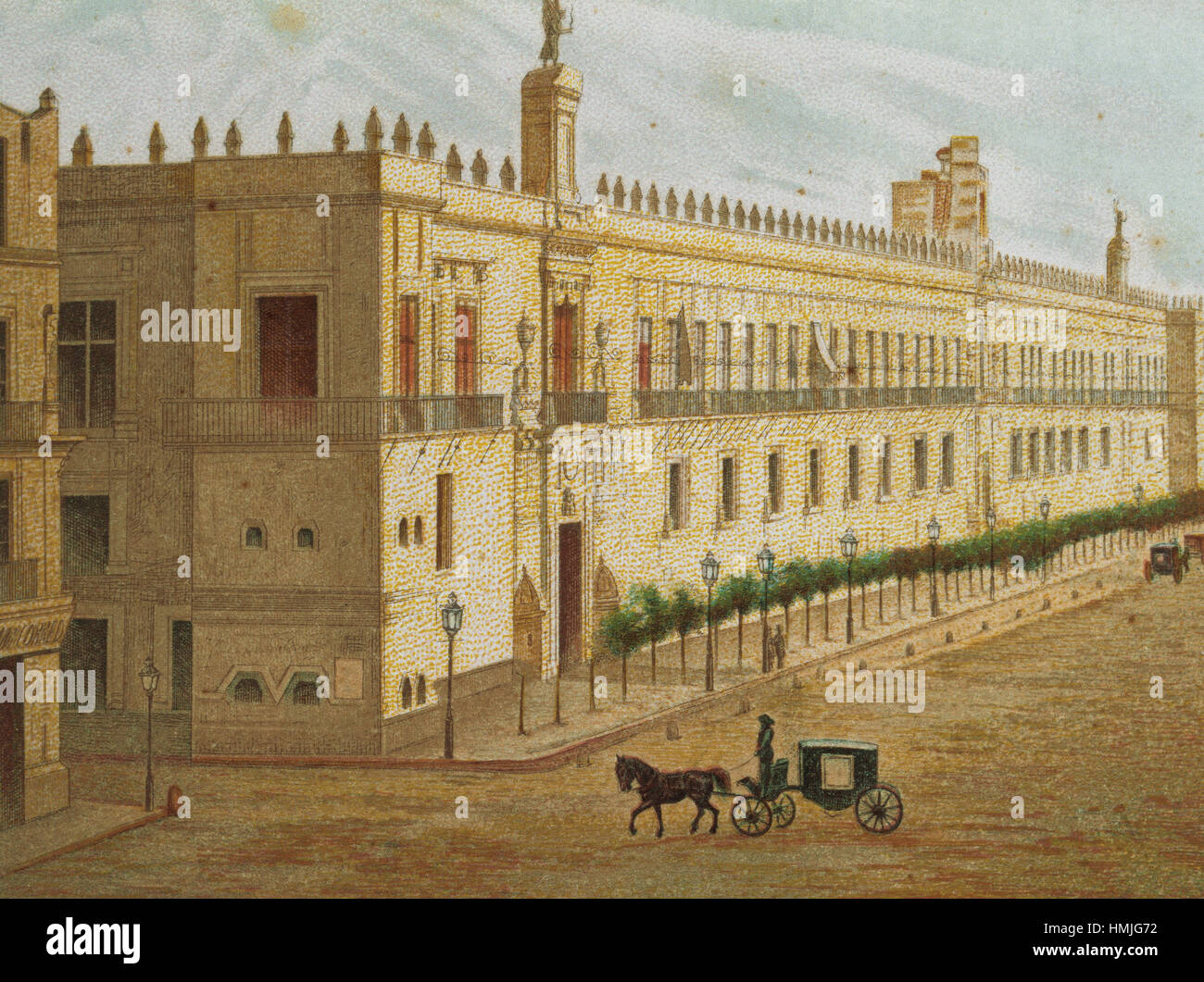 Mexico. Mexico City. National Palace in the Zocalo. Litography, 1880 ...