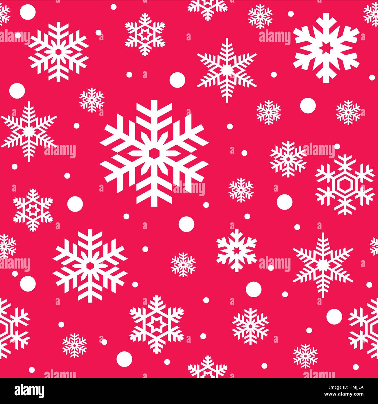 Seamless pattern of white snowflakes on pink background. Snowfall ...