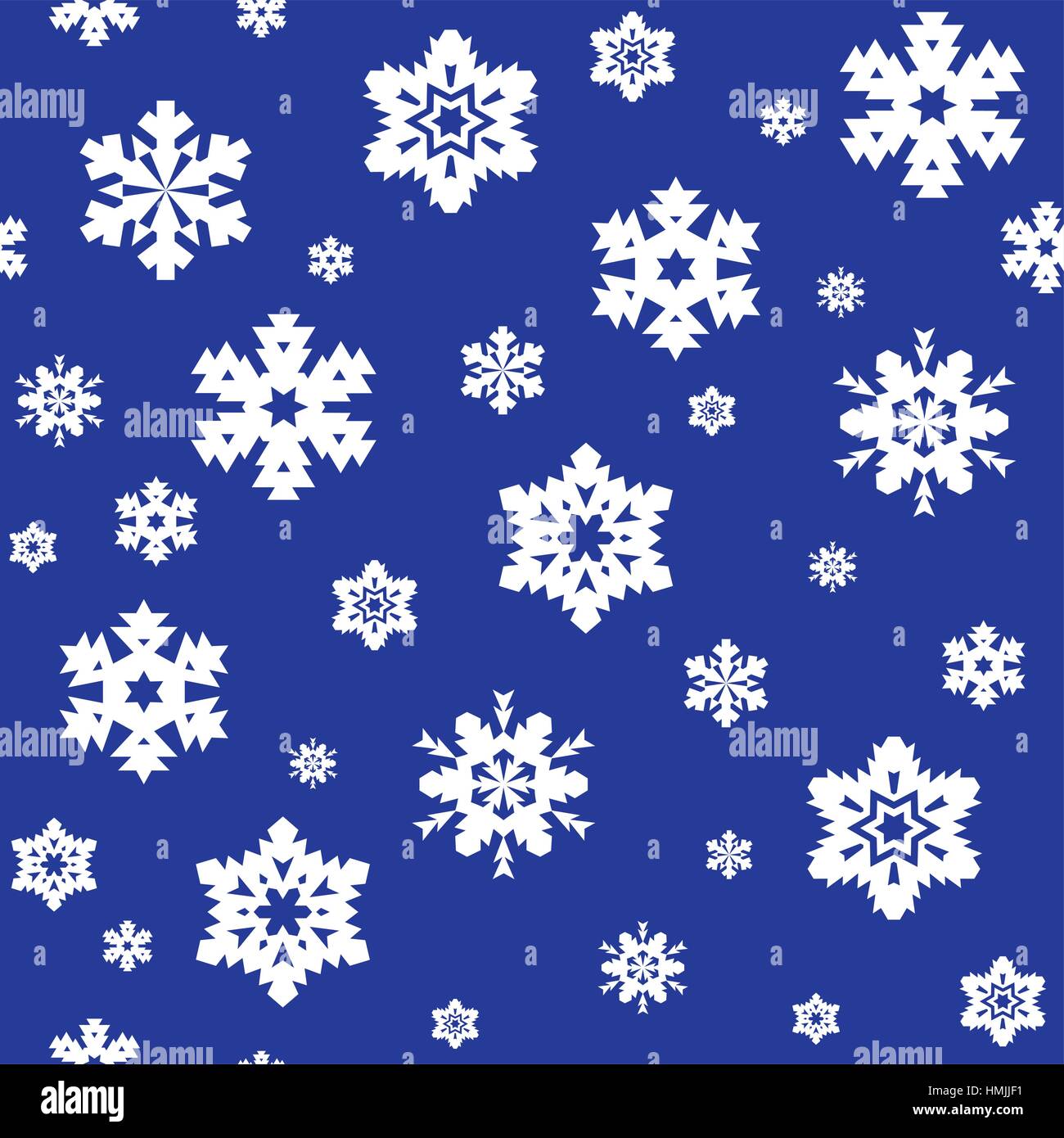 Seamless pattern of white snowflakes on sky blue background. Snowfall ...