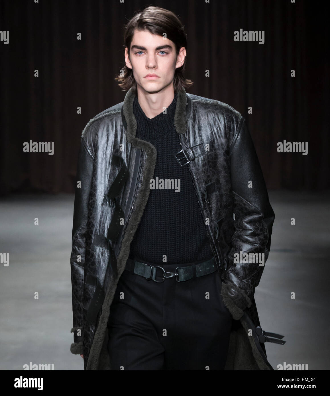 NEW YORK, NY - January 31, 2017: Doug Payne walks the runway at the BOSS Show during New York ...