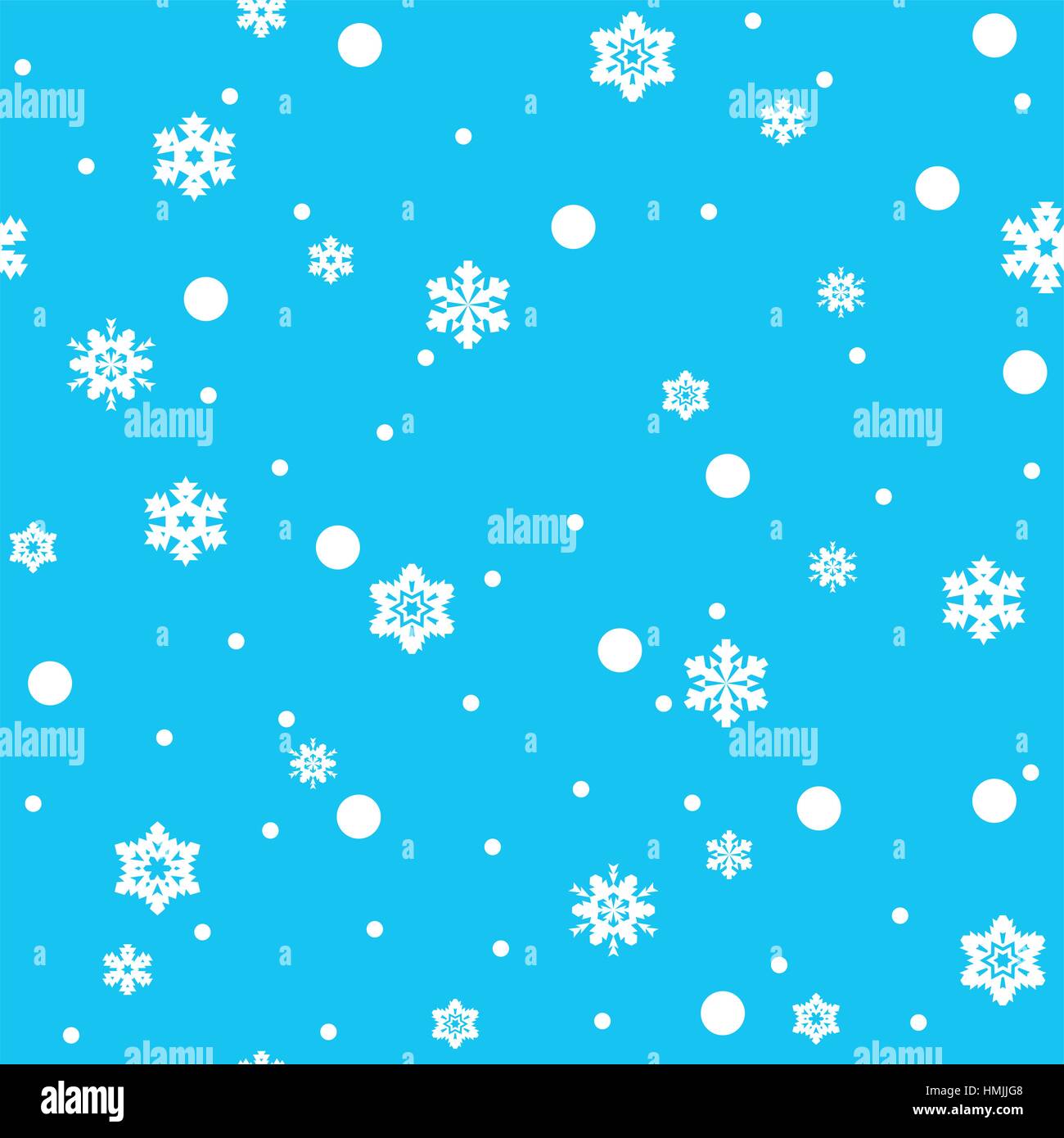Seamless pattern of white snowflakes on sky blue background. Snowfall ...