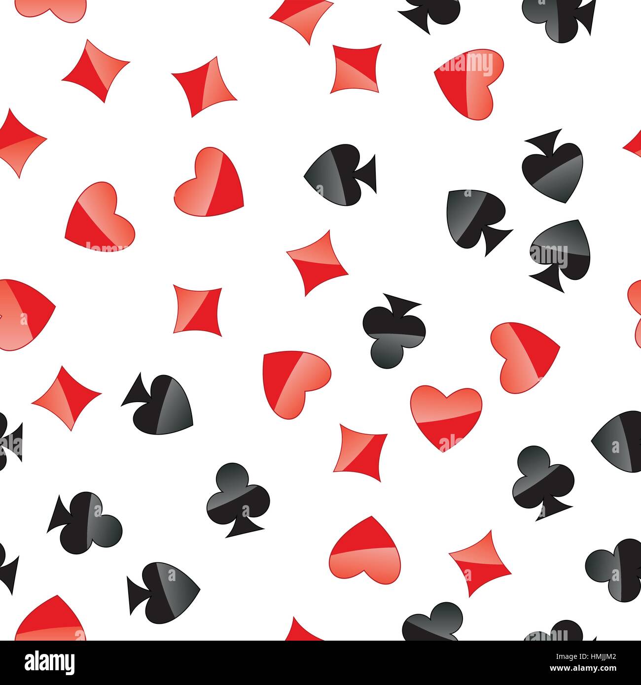 Playing cards suits seamless pattern. Random placed heart, diamond ...