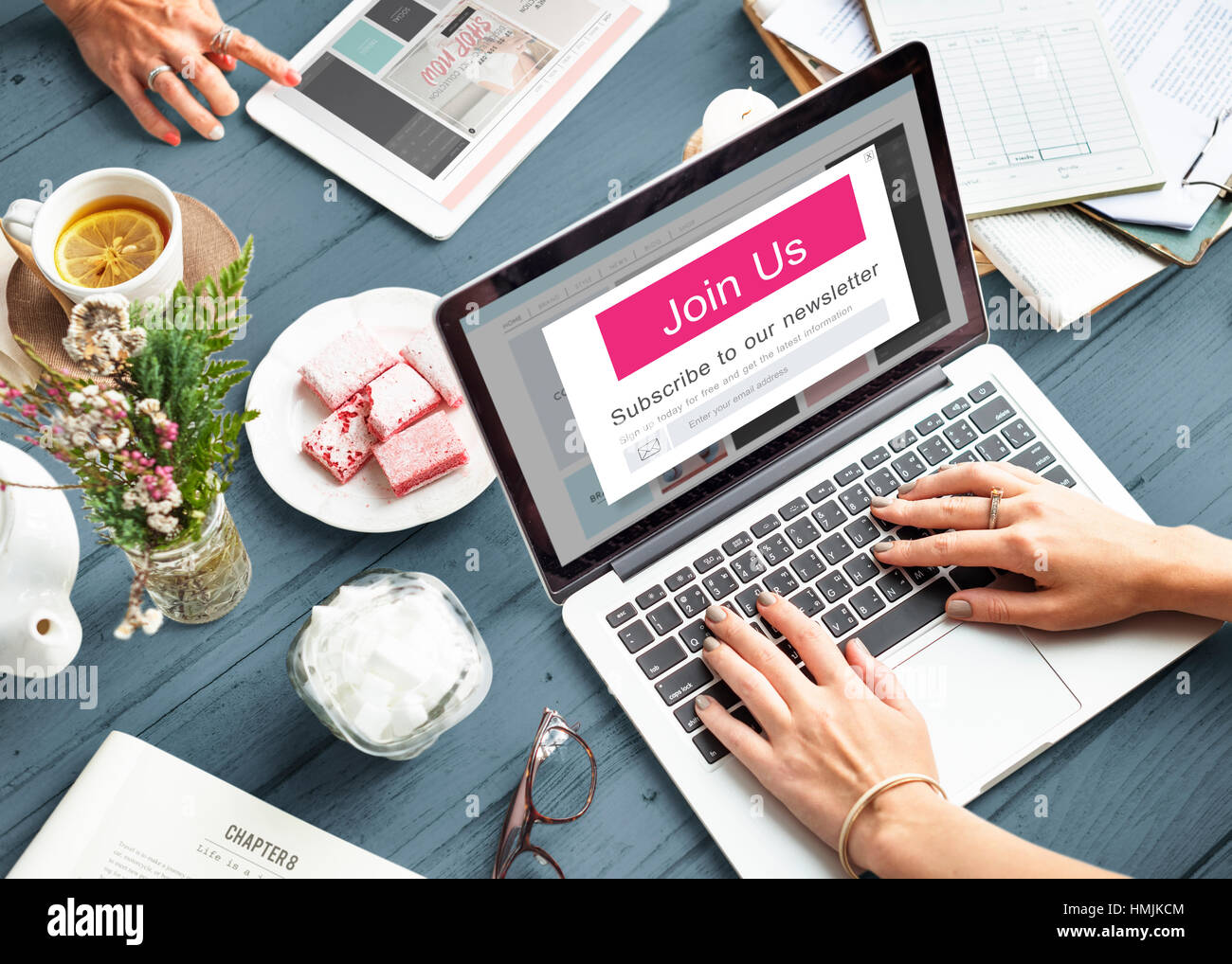 Join Us Register Newsletter Concept Stock Photo - Alamy