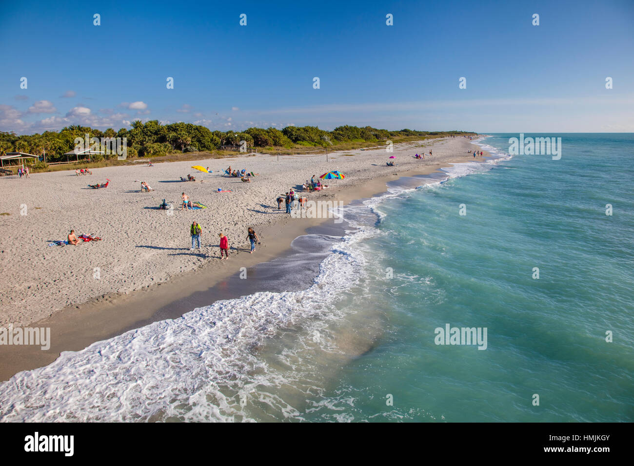 Venice Beach shoreline on the Gulf of Mexico from Venice Pier in Venice ...
