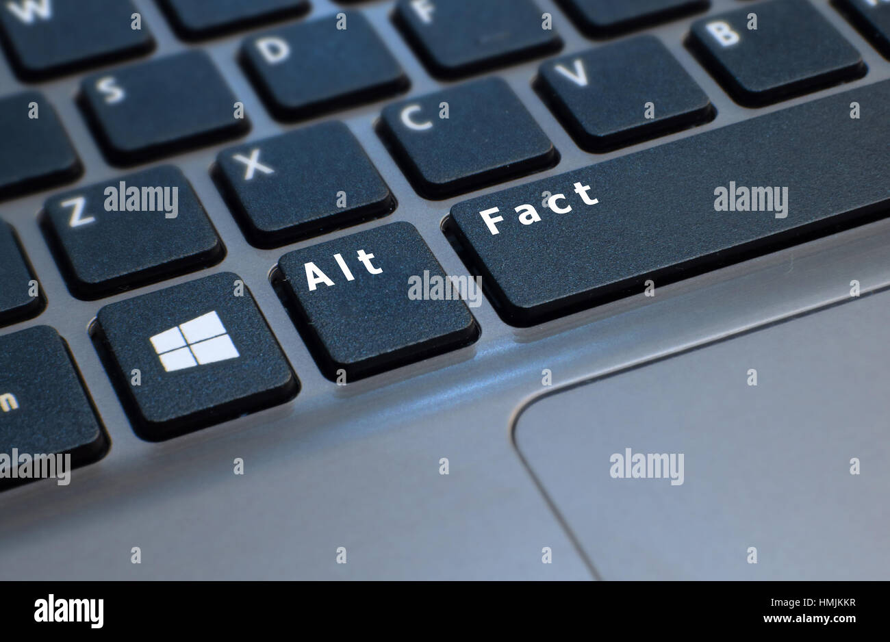 A computer keyboard retouched to show Alt FACT referencing Trump ...