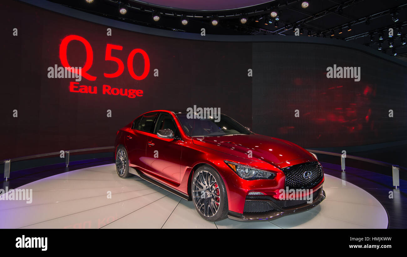 DETROIT, MI/USA - JANUARY 15: An Infiniti Q50 Eau Rouge concept car at ...